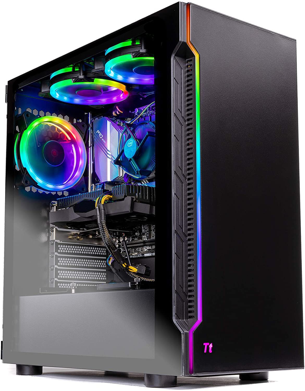 Skytech Shadow Gaming PC Desktop & Sceptre 24" Professional Thin 75Hz 1080p LED Monitor 2X HDMI VGA Build-in Speakers, Machine Black (E248W-19203R Series)