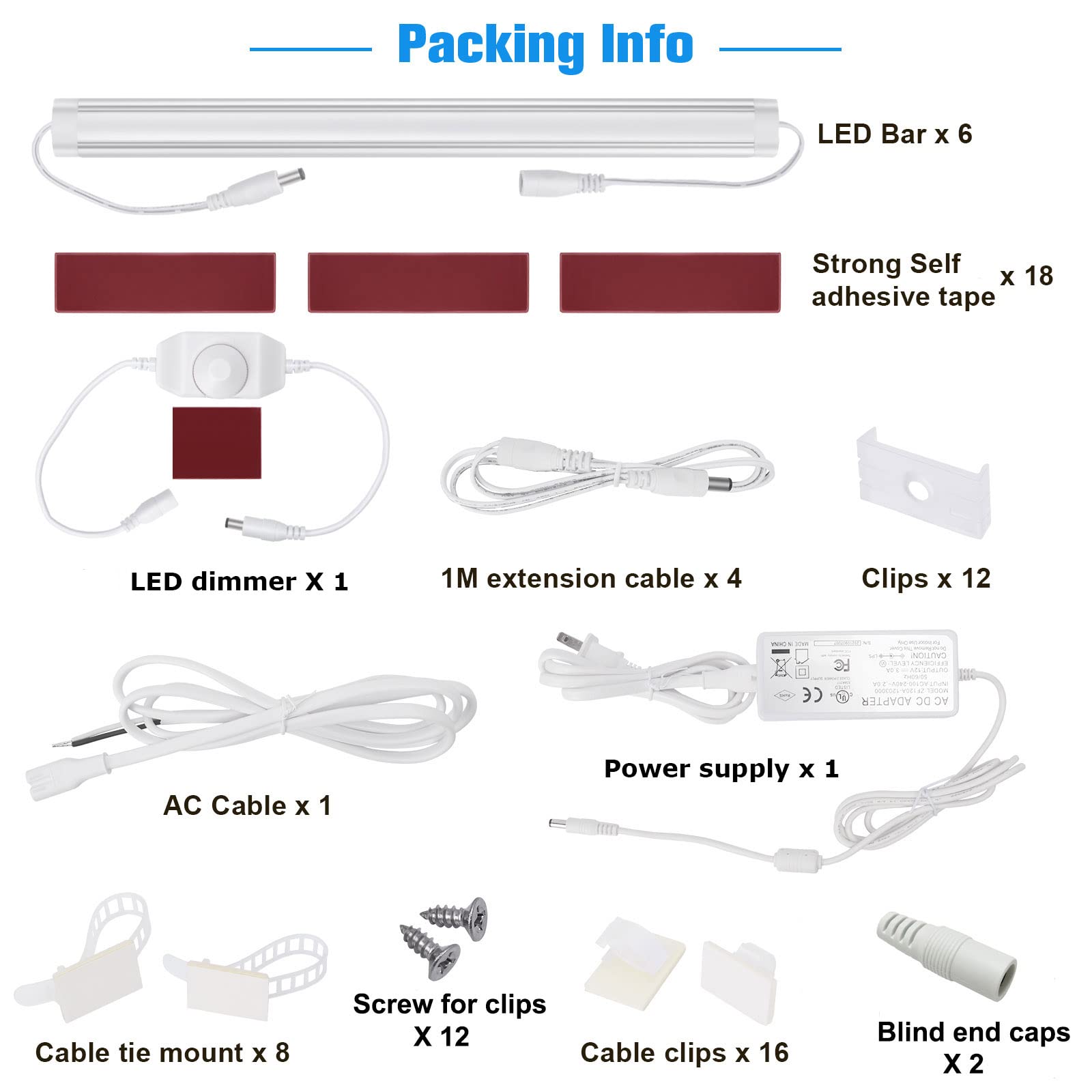 Litever Under Cabinet LED Lighting Kit, Super Bright, 6 PCS 12β Slim Light Bars, 31W 2000 Lumen, Dimmable, Plug or Wired Power Adapter, for Kitchen Cabinets Counter Shelf Workbench (Warm White 3000K)