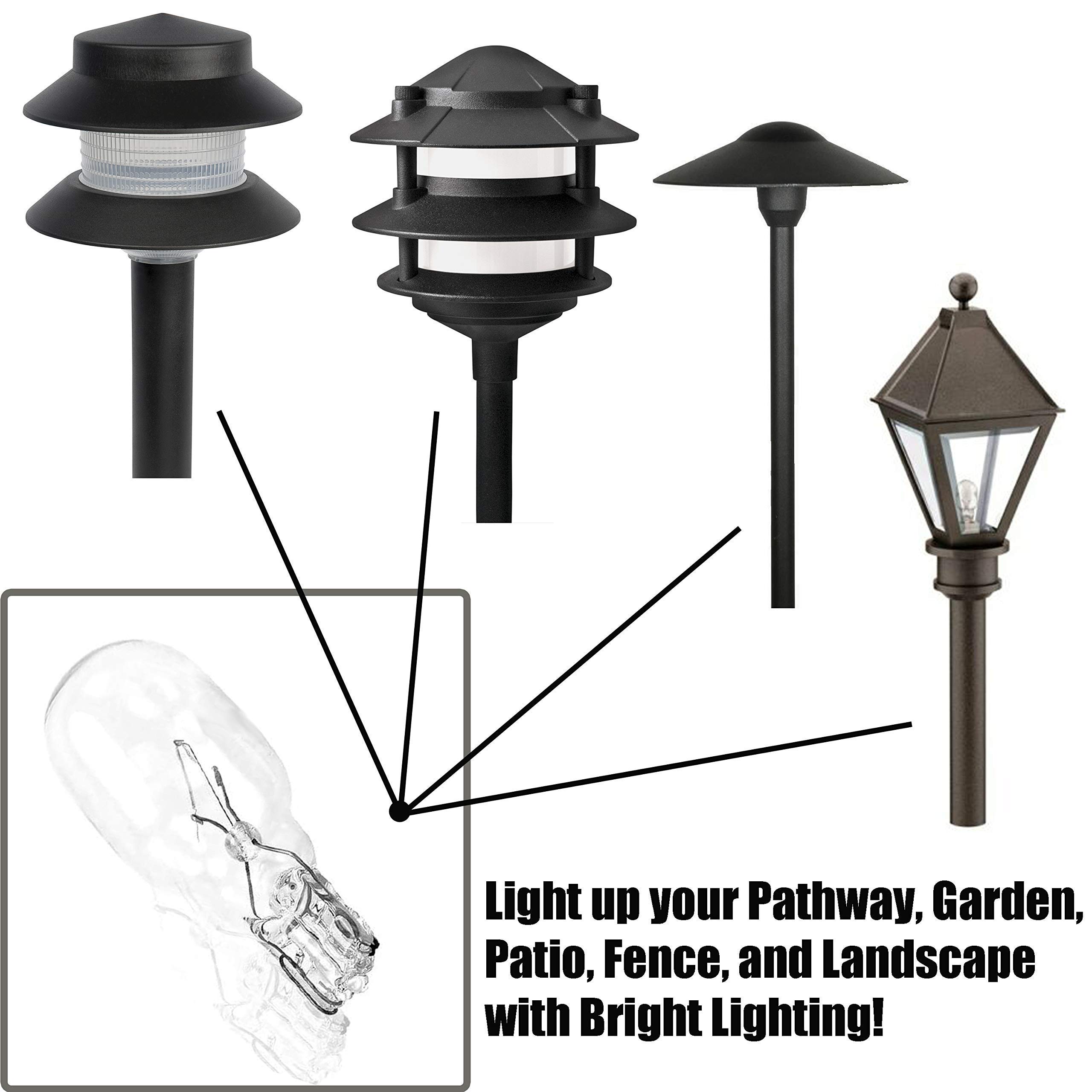 Landscape Low Voltage - 12 Volt 11W - T5 Wedge Bulbs - Compatible with Malibu Lights - Garden - Deck Light Bulbs - Yard Bulbs - 10 Pack (Clear)