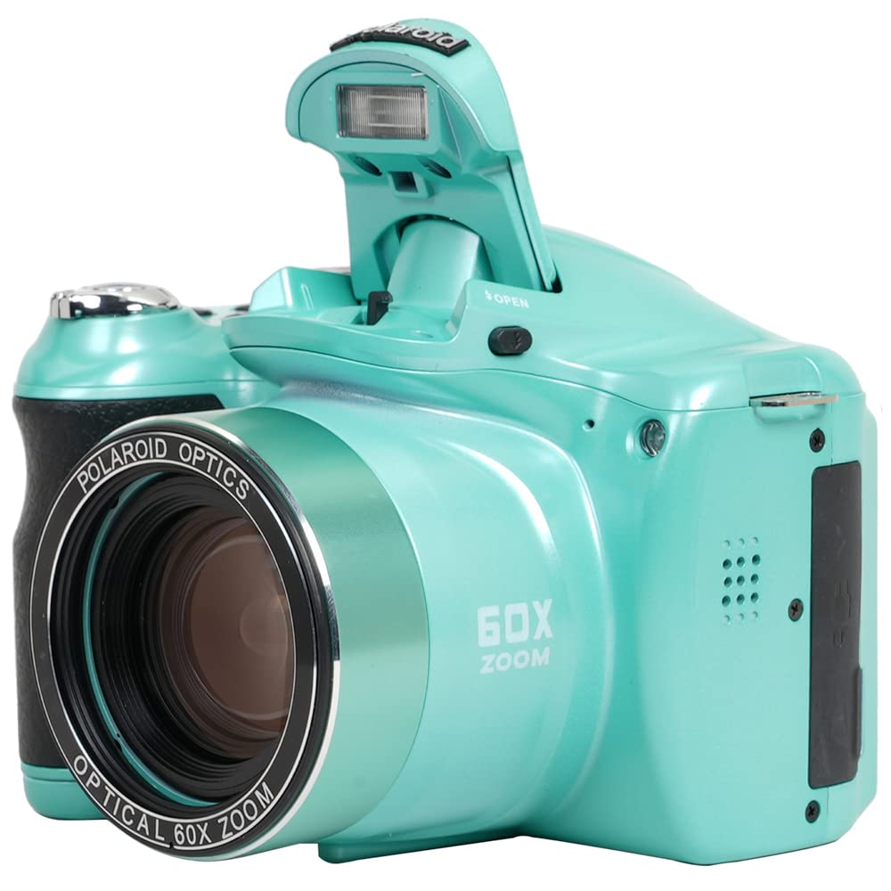 Polaroid IE6035-TEAL-STK-4 iE6035 18MP 60x Optical Zoom Digital Camera, Teal Bundle with Lexar 32GB Memory Card, Deco Gear Camera Bag, Lens Blower, Lens Pen, 12inch Tripod & More