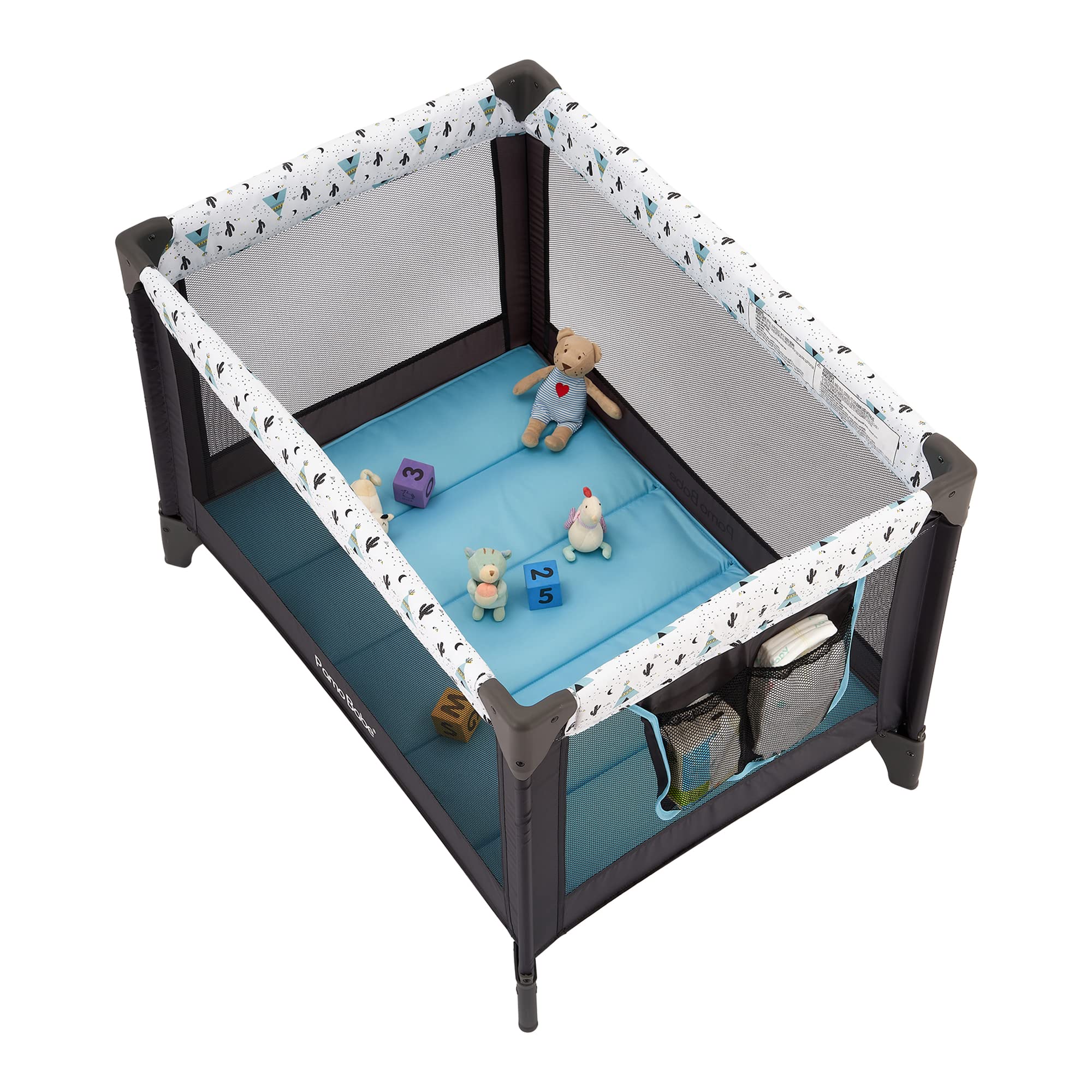 Pamo Babe Portable Playard, Baby Playpen for Toddlers with Mattress and Carry Bag(Blue)