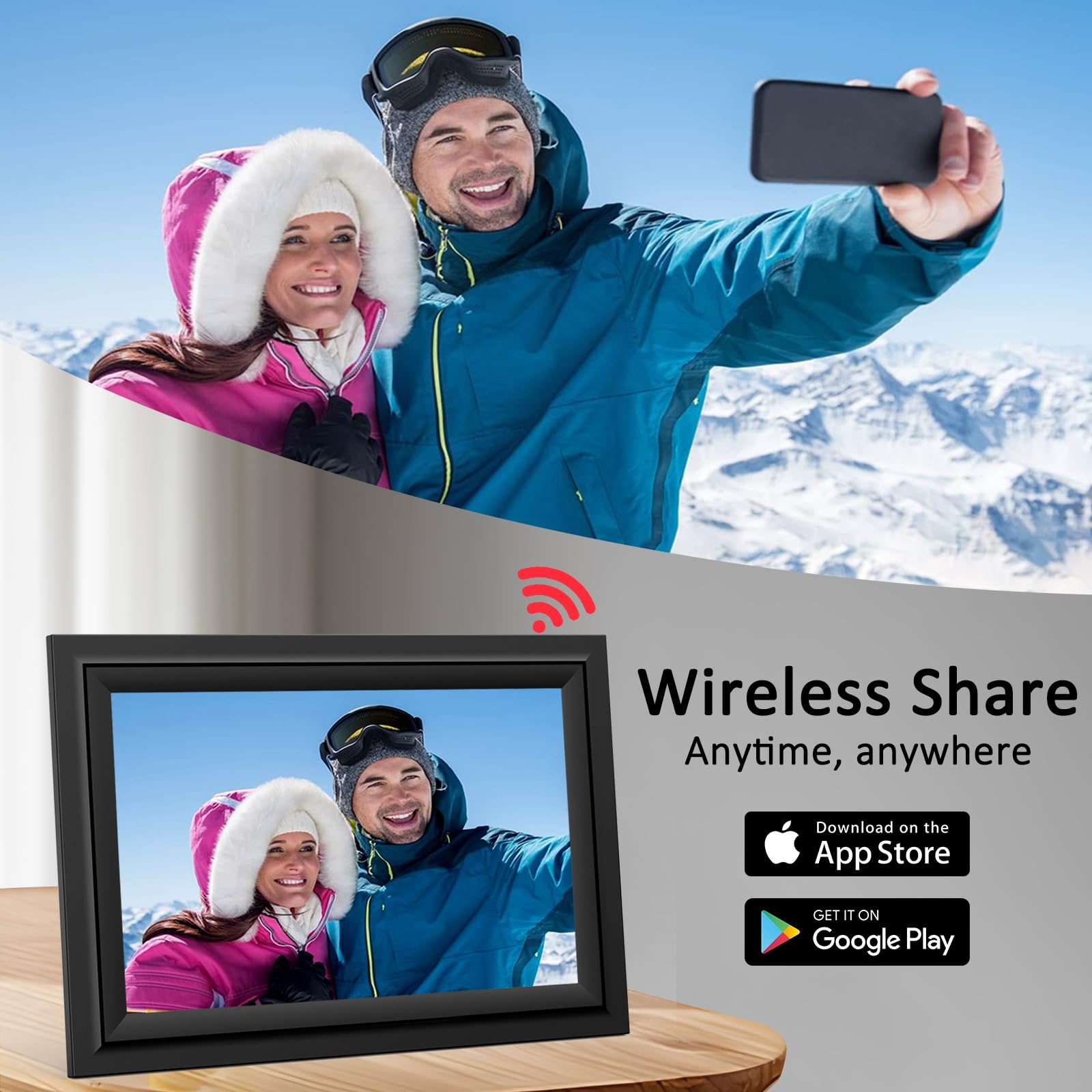 SAMMIX Digital Picture Frame Digital Photo Frame WiFi 10.1 Inch IPS Touch Screen, 16GB Storage, Auto-Rotate,Share Photos and Videos via Free App
