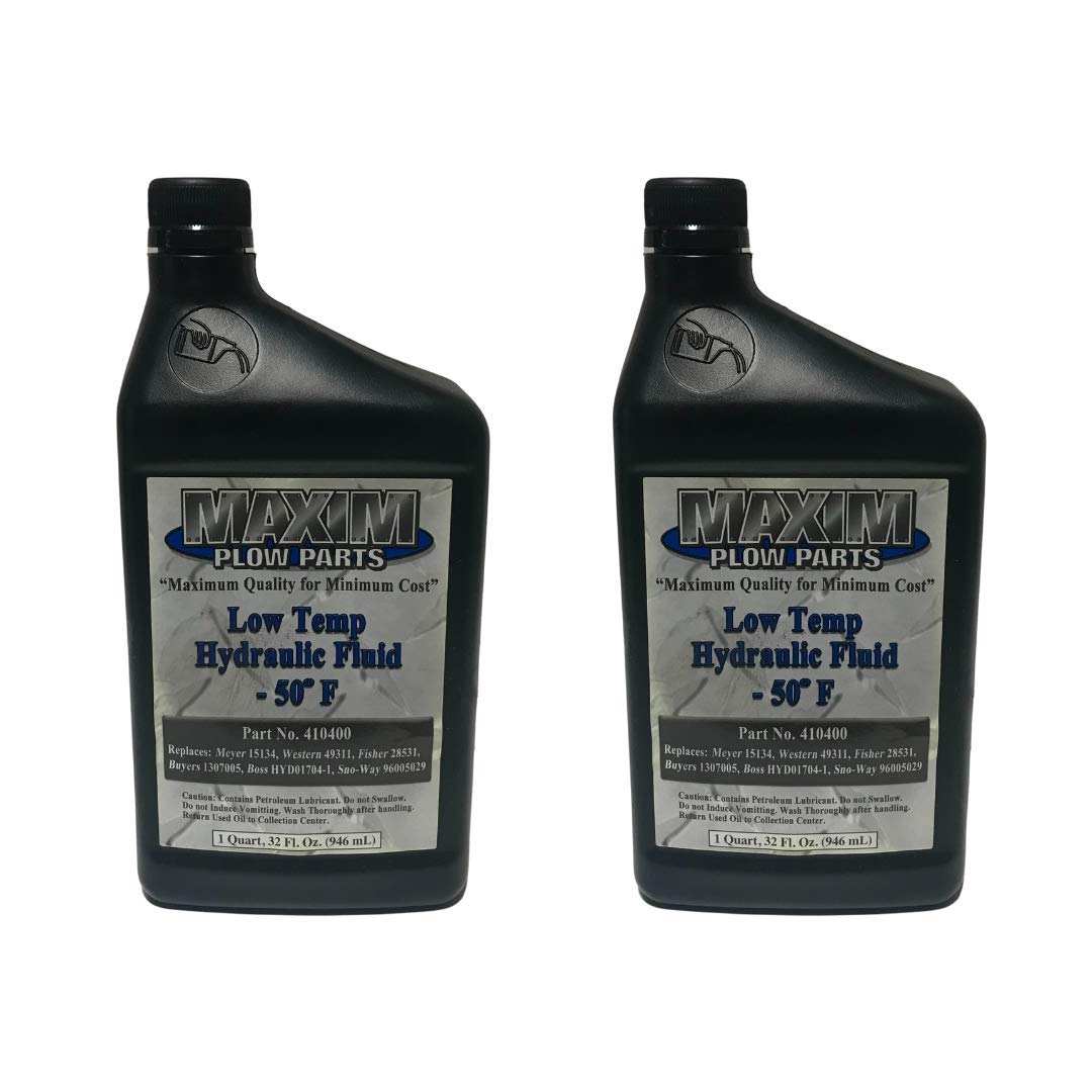 Quart (2 Pack) Snow Plow Hydraulic Fluid Low Temp -50 Degrees Fahrenheit Meyer 15134, Western 49311, Fisher 28531, Buyers 1307005, Boss HYD01704-1, Snow-Way 66005029