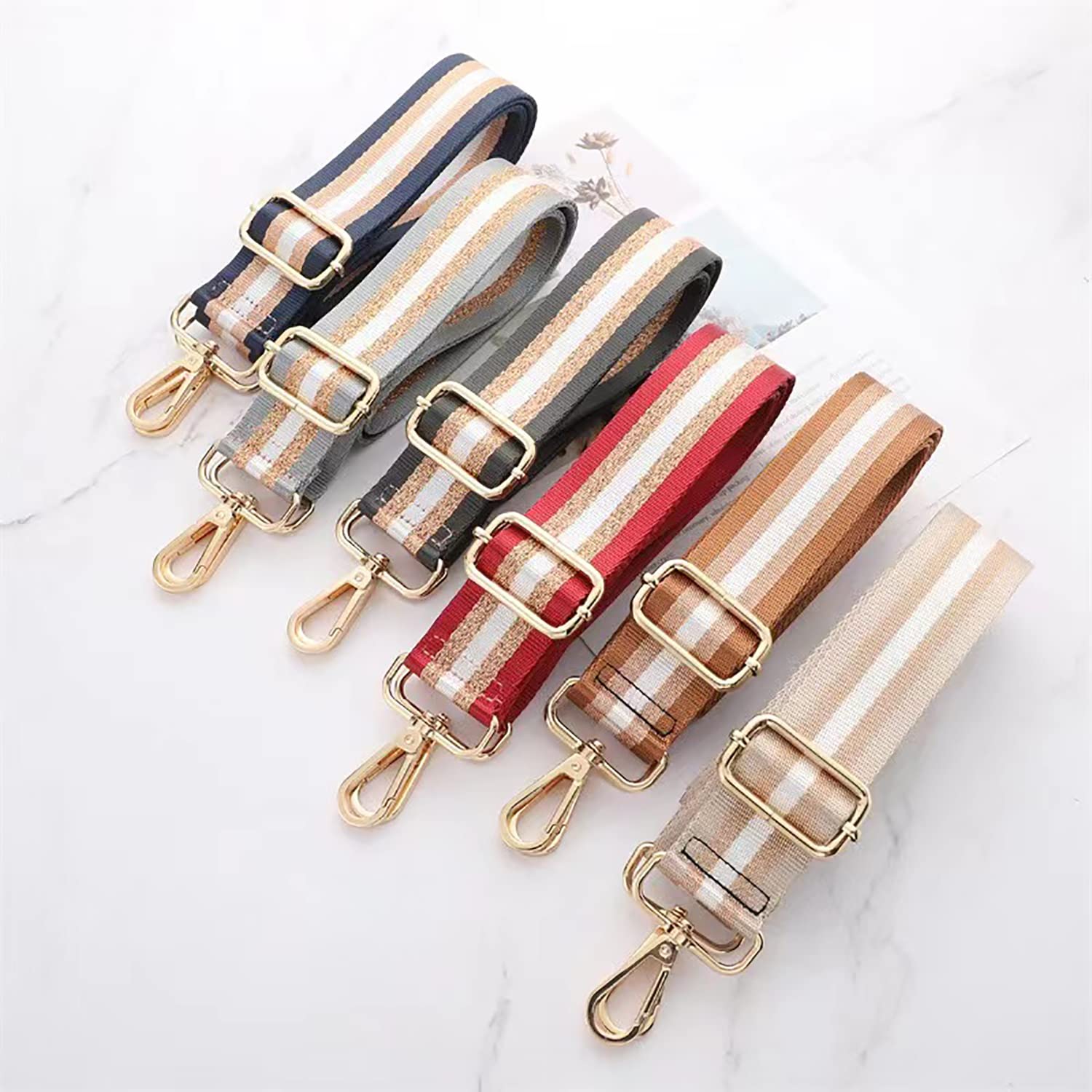 QPMYEQH 1.50'' Wide Purse Strap Replacement Crossbody DIY Shoulder Bag Strap Adjustable Canvas Belt Accessory with Gold Buckle,Black