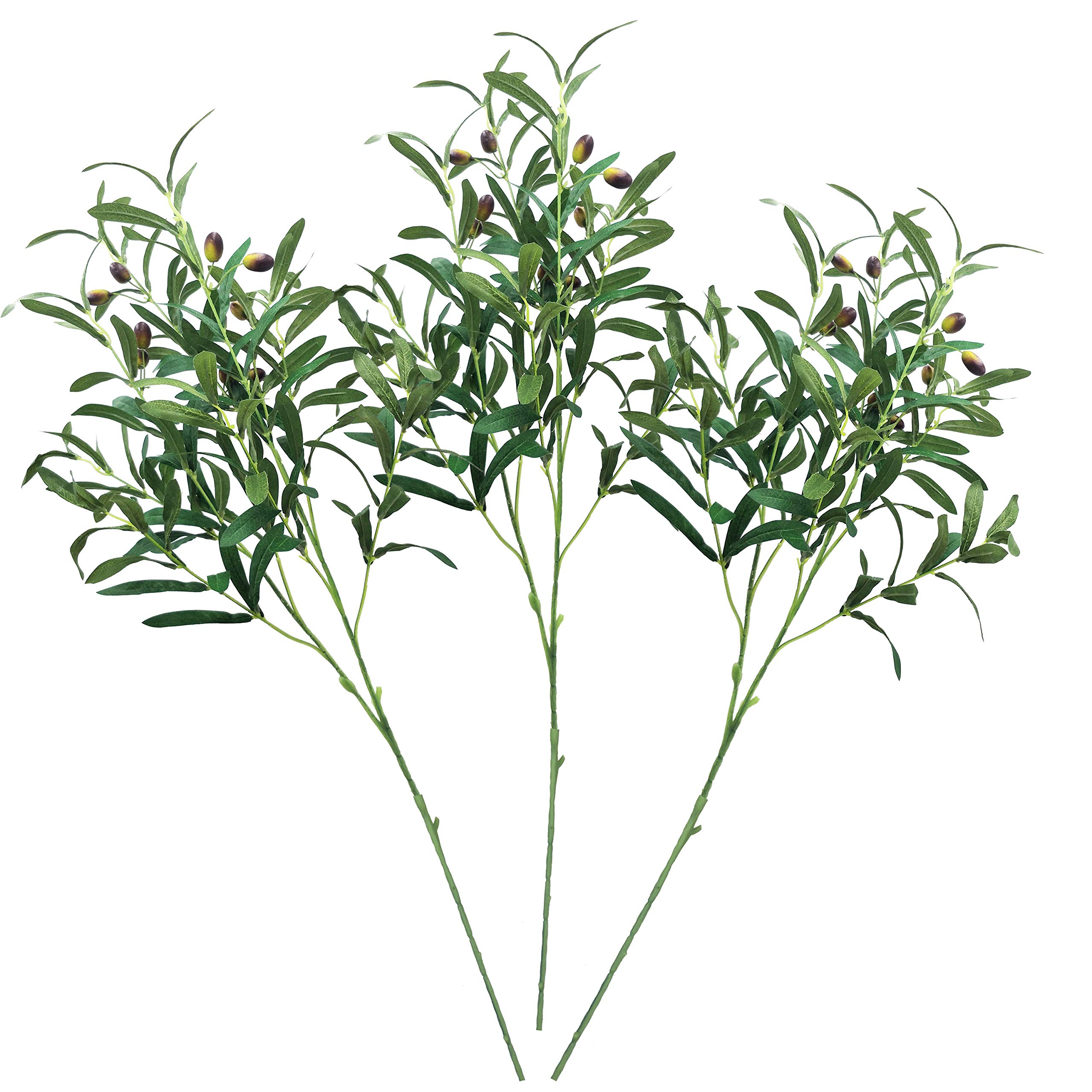JD ARTIFICIAL PLANTS 3PCS 38" Artificial Olive Branches with Fruits Fake Greenery Plants Twig Picks for Home Décor Office Restaurant Wedding Garden Patio Shop Window Photography Props（3 in Pack）