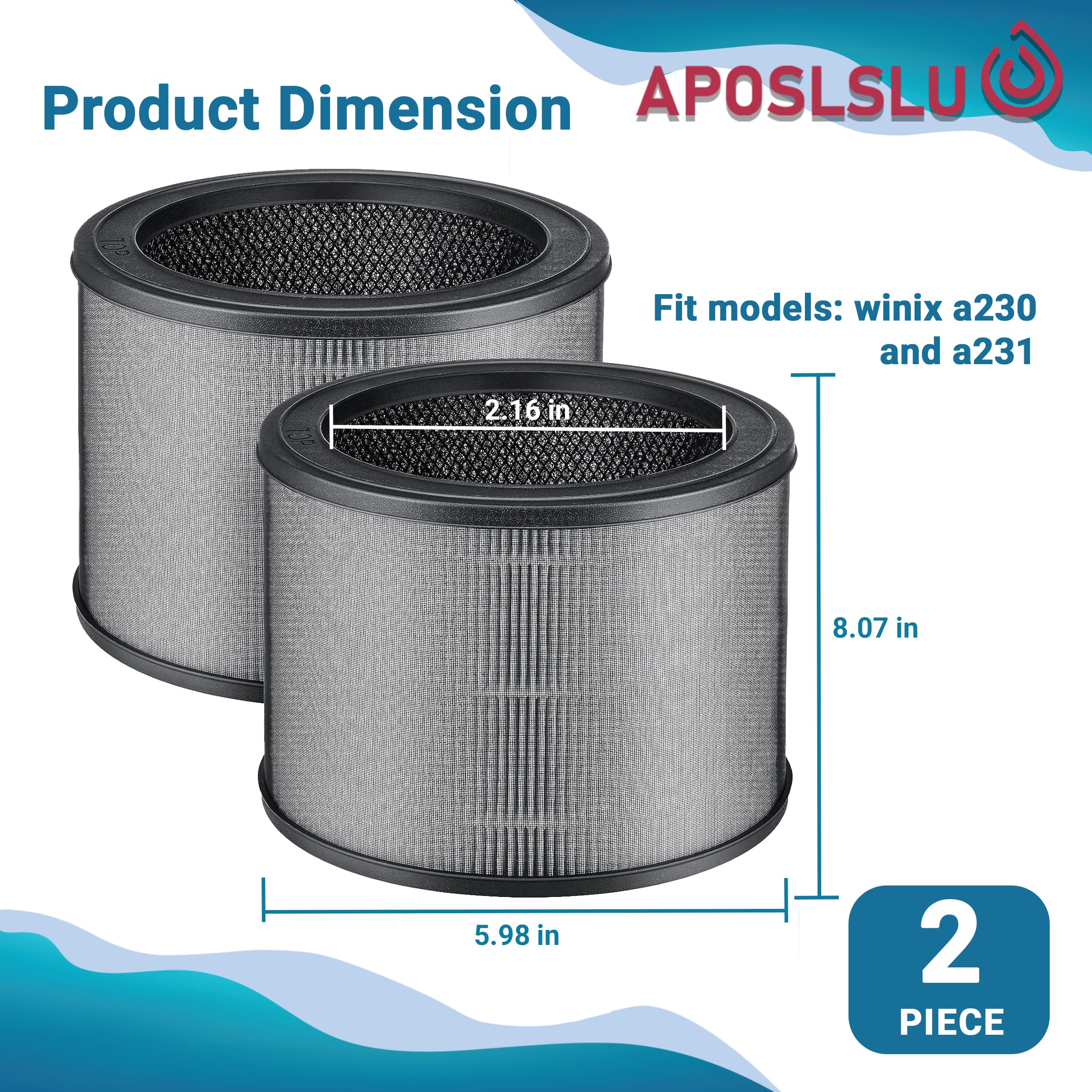 Replacement Filter Hepa O 1712-0100-00 (2 pack). Accessories Compatible With Winix A230 And Winix A231 Air Purifiers. APOSLSLU Freshness And Comfort in Your Home.