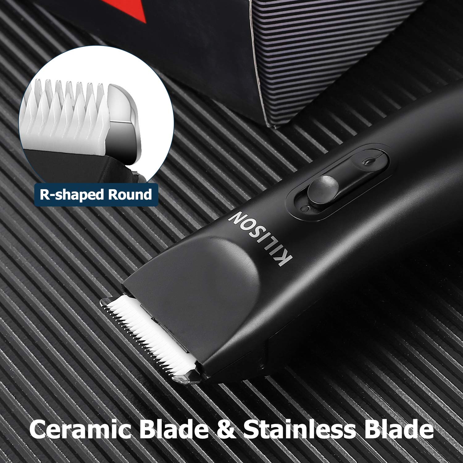 Kilison Groin Hair Trimmer for Men, Waterproof Wet/Dry Body Trimmer with 2 Removable Ceramic Blade, Electric Beard Trimmer for Ultimate Male