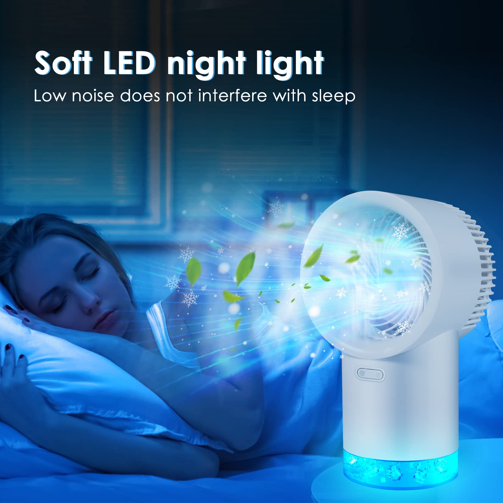 Mini Personal Air Cooler, Portable 3 Speed Evaporative Air-Cooler, Small Personal Air Conditioner with LED Light for Room, Bedroom, Office & Kitchen