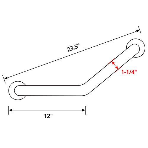 QWORK 23" Concealed Mount Safety Bath and Shower Grab Bar, Stainless Steel Shower Handle, Bathroom Balance Bar, Safety Hand Rail Support Bar for Handicap Elderly Injury, Wall Concealed Mount Handle
