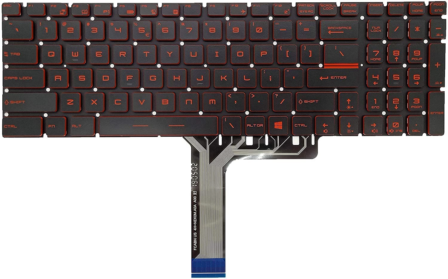 Replacement Keyboard for MSI GS75 GP75 GE75 GF75 GL65 GL75 GS63 GS63VR GE63 GL62 GL63 GE72 GL72 GP72 GT72 GE73 GE73VR Series Keyboard with Backlit Red Frame US Layout