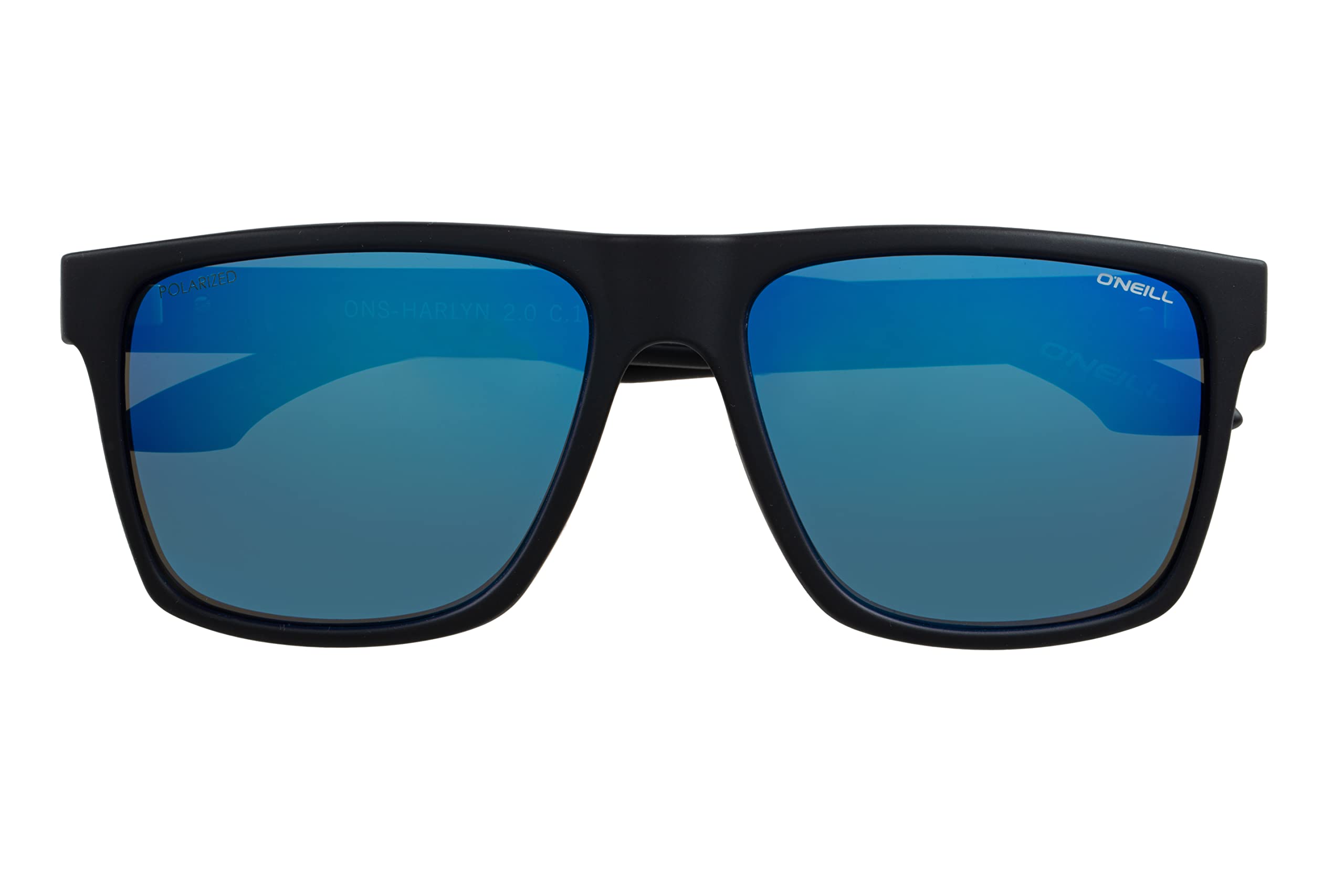 O'NEILL Harlyn 2.0 Large Fit Polarized Sunglasses for Men, 57 mm, UV400 Protection, Matte Black with Blue Mirror Lens