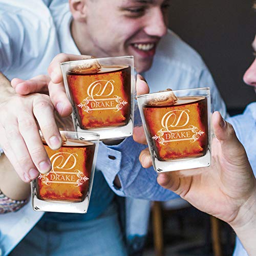 My Personal Memories, Custom Personalized Square Rocks Glass Tumbler - Wedding Party Groomsmen Father's Day - Engraved Monogrammed Drinkware Glassware Barware Etched