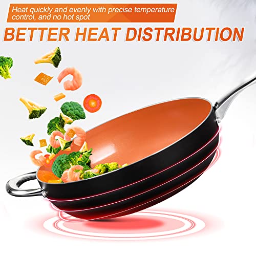 Michelangelo 5 Quart Nonstick Wok Set with Lid, Deep Frying Basket, and Roasting Steaming Rack, Aluminum, Includes All Stovetops Compatible, Non Stick