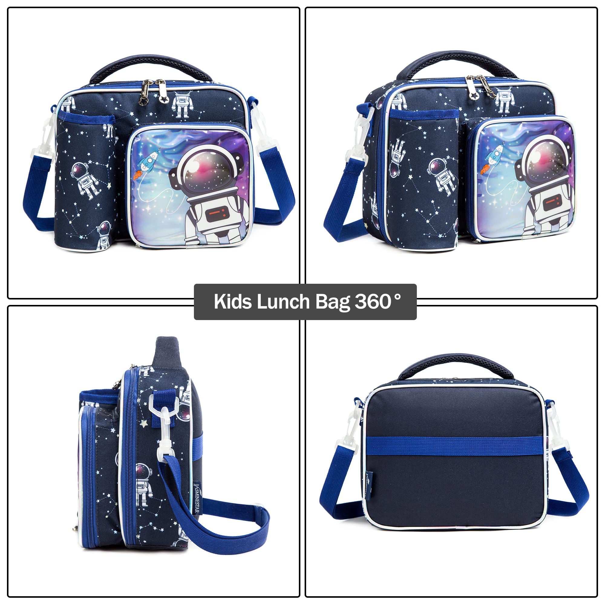MOHCO Lunch Bag Kids Insulated Lunch Tote Bag for Boys and Girls with Adjustable Shoulder Strap and Durable Handle