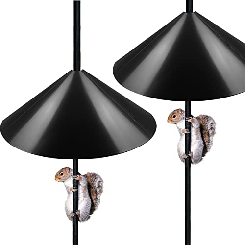 Queension 19-inch Wide Squirrel Proof Baffle,Squirrel Guard Stopper for Outside Shepherd Hooks or OutdoorBird Feeder Poles, Save Bird Houses from Squirrels, Rodents and Raccoons, Black, 2 Pack…