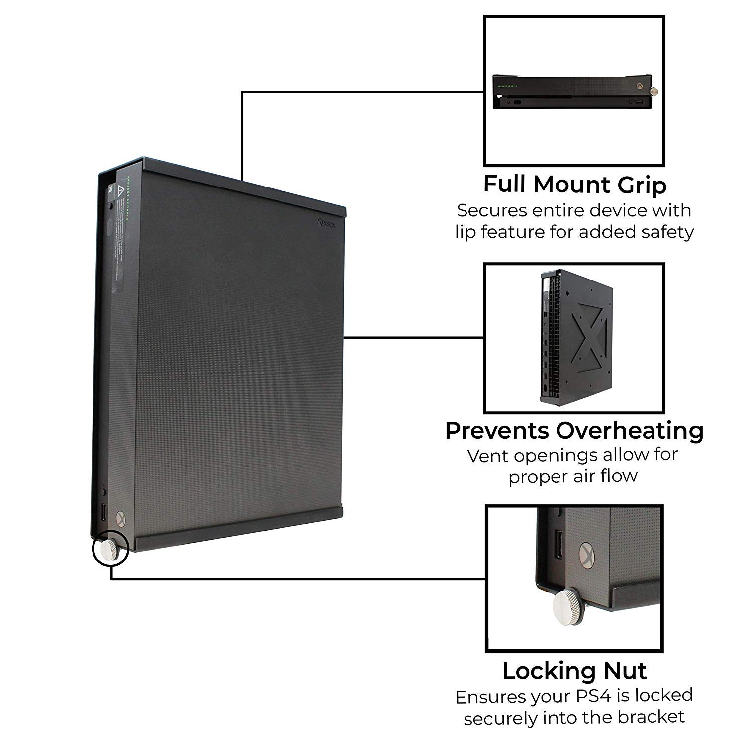 HumanCentric Wall Mount Compatible with Xbox One X | Mount on The Wall or on The Back of The TV