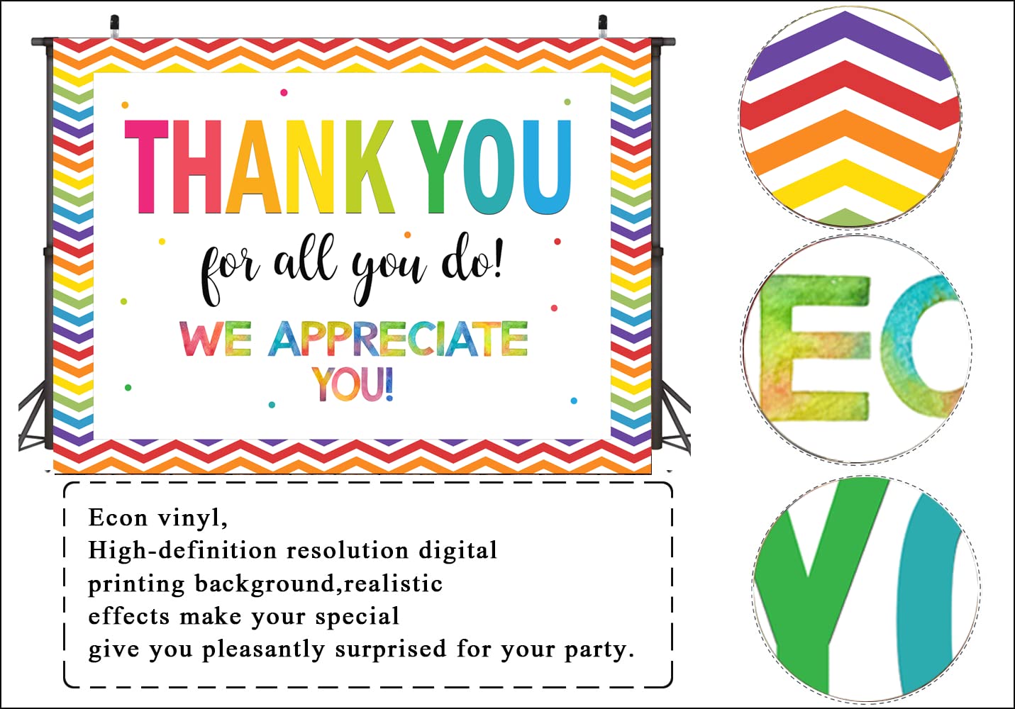 LTLYH 7×5ft Thank You for All You Do Backdrop We Appreciate You Graduations Staff Teachers Doctors Retirement Photo Backdrop Thanks Party Decorations Appreciation Banner Booth Props 220