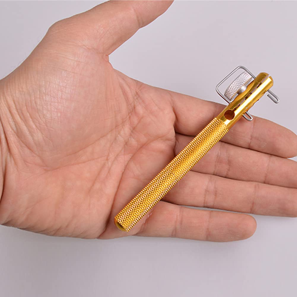 Mekek Fishing Hook Knotting Tool Tie Hook Loop Multipurpose Aluminum Alloy Fishing Line Knotter Fishhook Accessories Gold (28.9g)