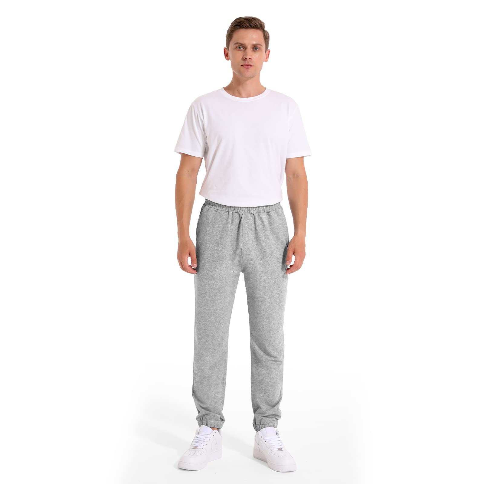 M MOTEEPI Sweatpants for Men with Pockets Grey Cotton Joggers Sweatpants 28" Sports Lounge Athletic Sweatpants M