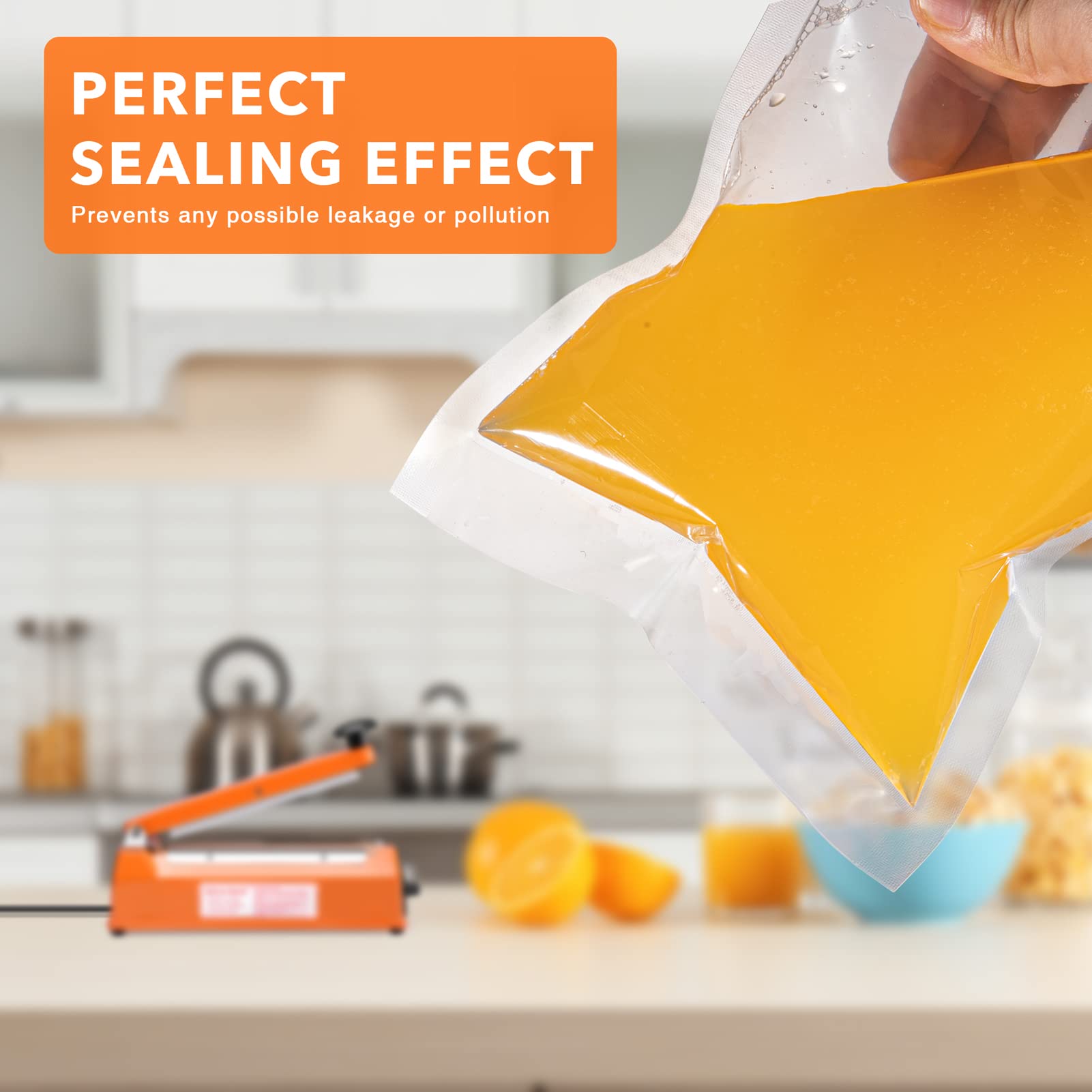 Metronic 8 inch Impulse Bag Sealer Poly Bag Sealing Machine Heat Seal Closer with Repair Kit in Orange