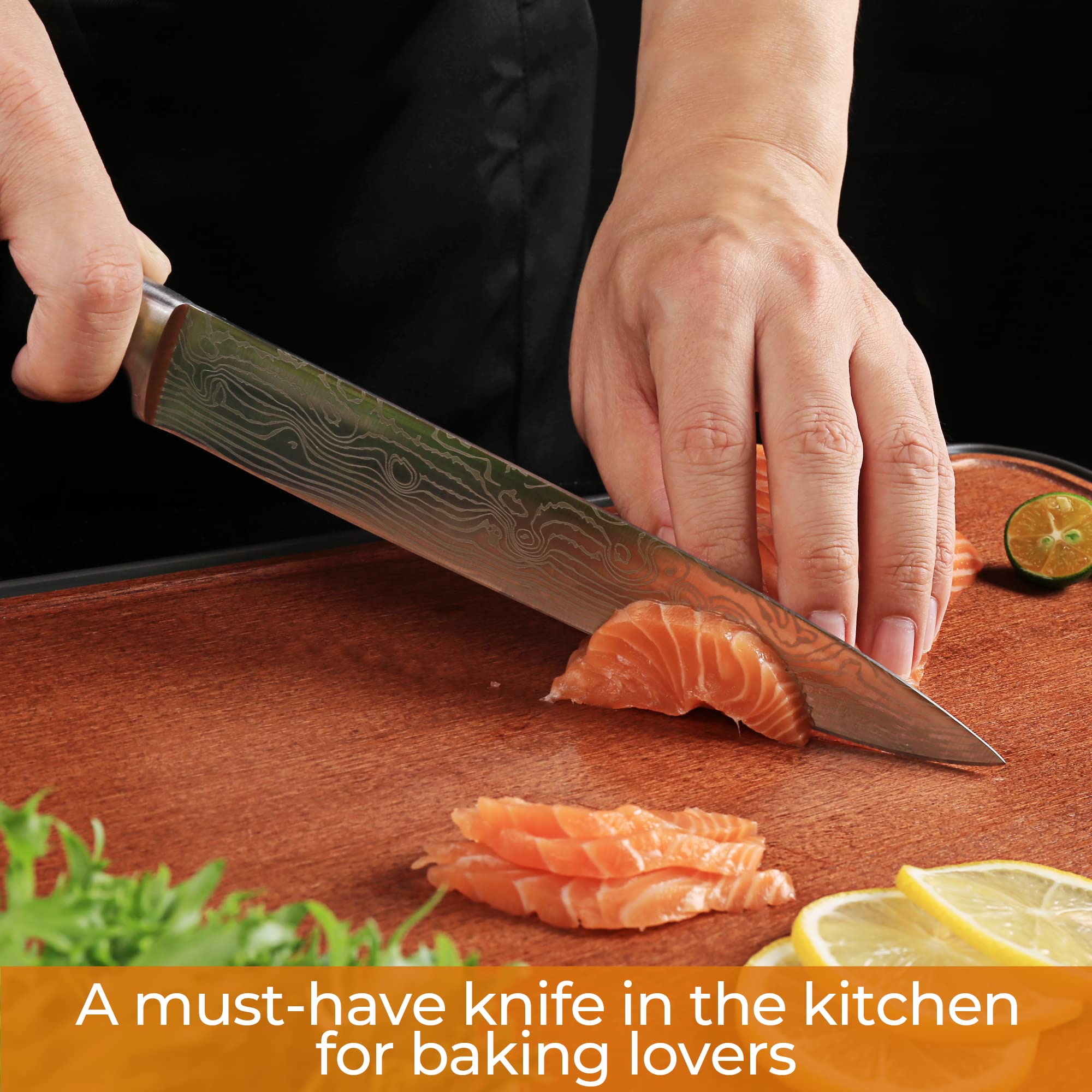 Mifiatin 5 Piece Knife Set with Wooden Box, Professional Kitchen Chef’s Knives, Chef Knife Set, Rust-proof For Home and Restaurant Use,Easy to clean