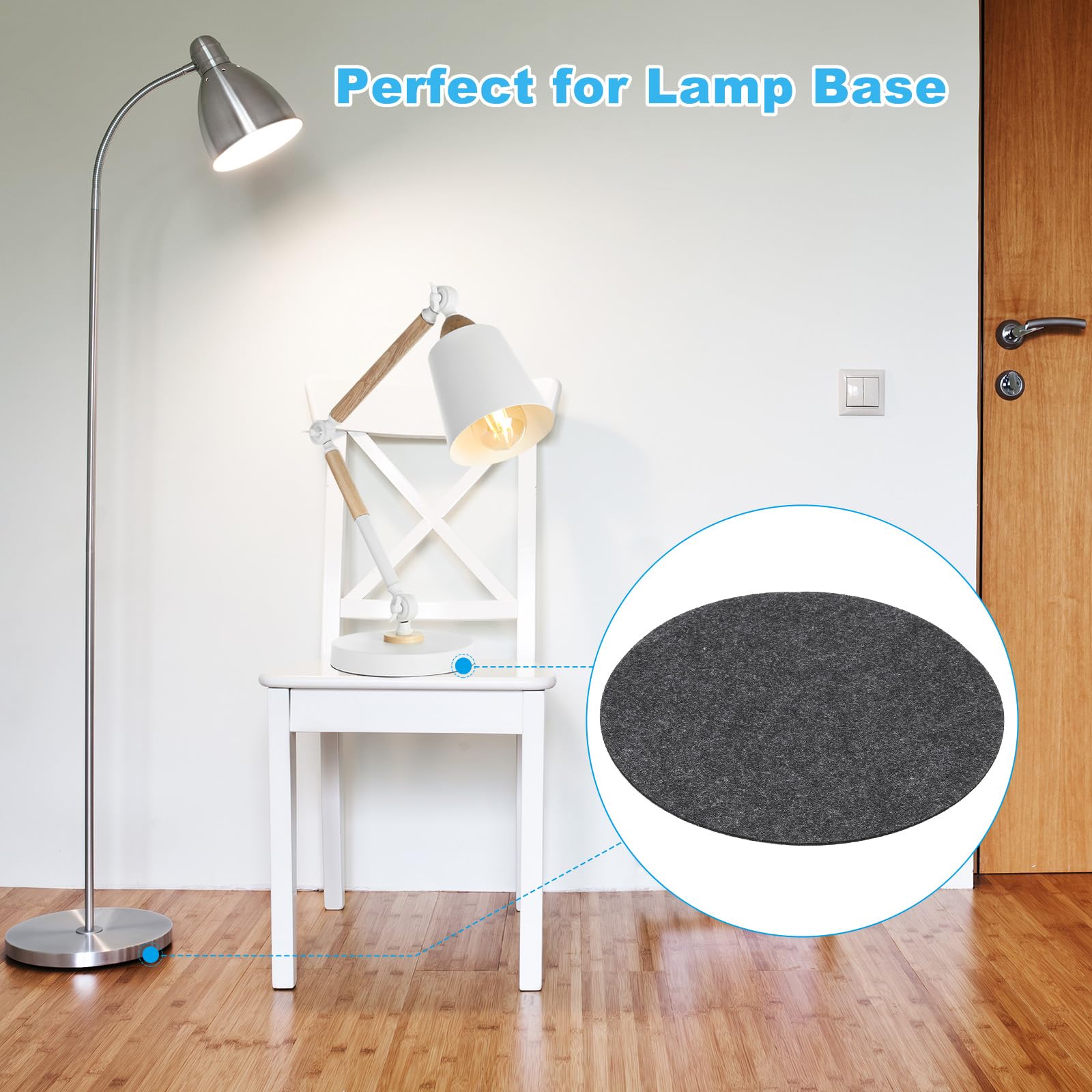 PATIKIL 6 Inch Diameter Lamp Base Felt, 20Pack 2mm Thickness Round Soft Adhesive Non-Slip Anti-Scratch Backed Felt for Lamp Furniture DIY Craft, Dark Grey