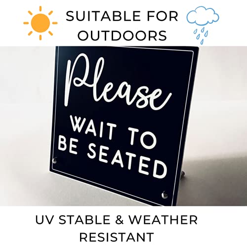 Please Wait To Be Seated Business Freestanding Counter Top Sign | Custom Coffee Shop Restaurant Bakery Ice Cream Stand | Cafe Decor Display Hostess Stand