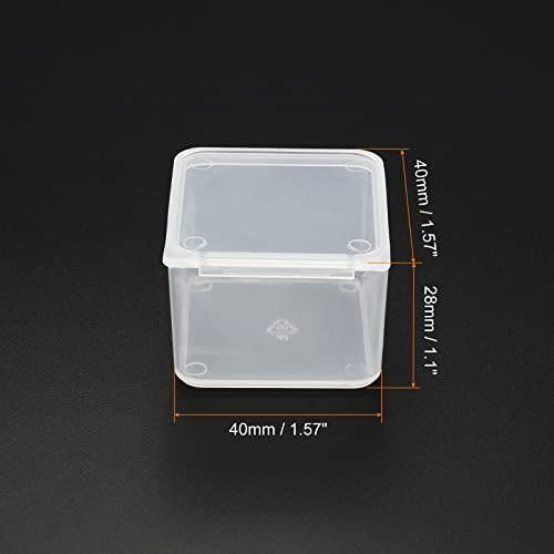PATIKIL Clear Storage Container with Hinged Lid 40x28mm, 12 Pack Plastic Square Box for Beads Art Craft