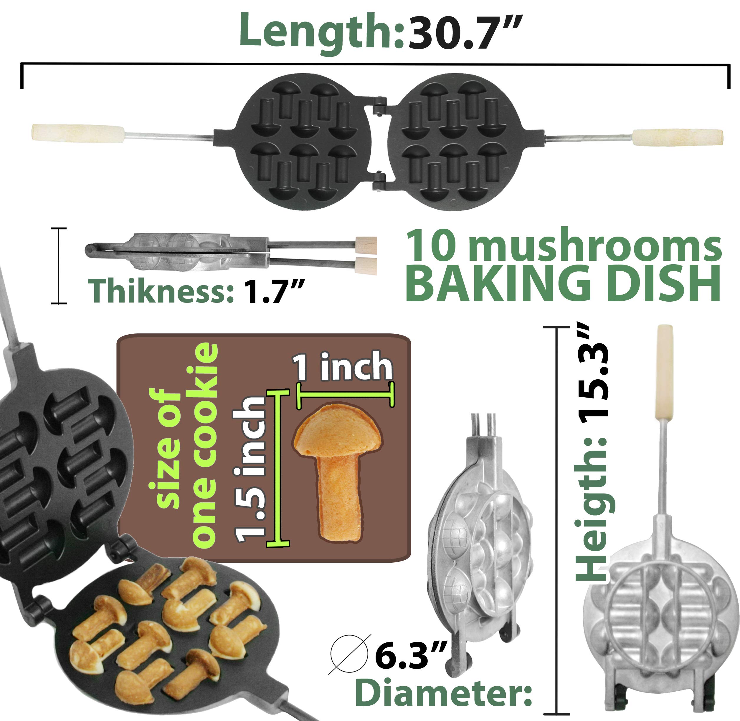 Non-stick Coating Cookie Mold Walnut Mushroom Assorted Tasty Homemade Cookies Baking Tools & Accessories Cookie Presses Bakeware (10 Mushrooms)
