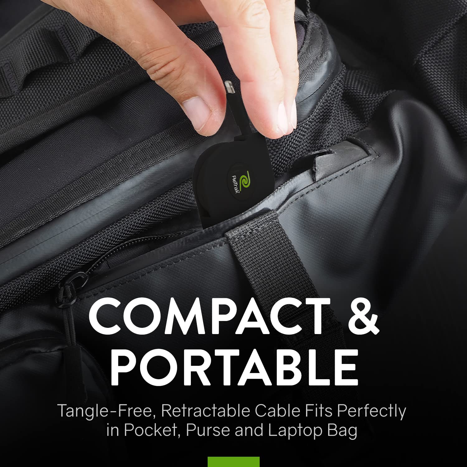 ReTrak Premier Series Retractable Lightning to USB-C Charge and Sync Cable, 18W High Speed Charging Lightning to Type C Charger for iPhone 13s, AirPods Pro, 2.6ft, Black, 2.6 Feet (ETLTCBLK)