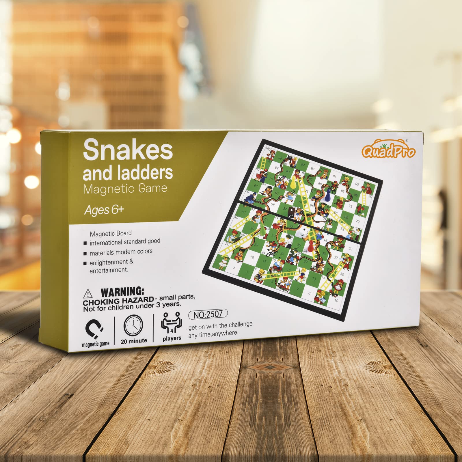Quadpro Magnetic Chutes Snakes and Ladders Board Games Set with Folding Board Snakes and Ladders Travel Games for Kids and Adults