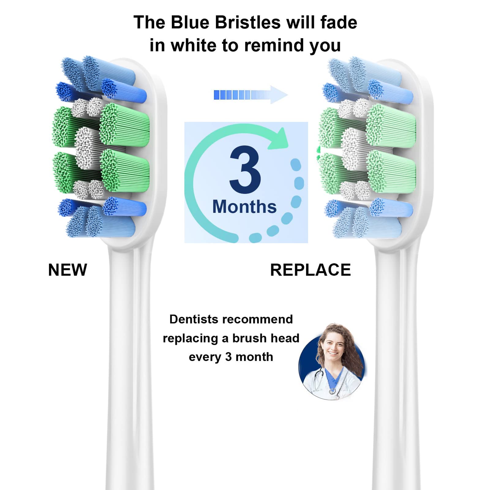 Replacement Toothbrush Heads for Philips Sonicare Replacement Heads, Electric Brush Head Compatible with Sonic Care DiamondClean ProtectiveClean for HX 3x/6x/9x with Hygienic Cap, 8 Pack