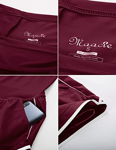 Maacie Workout Shorts for Pregnant Women Activewear Exercise Athletic Yoga Shorts Wine M