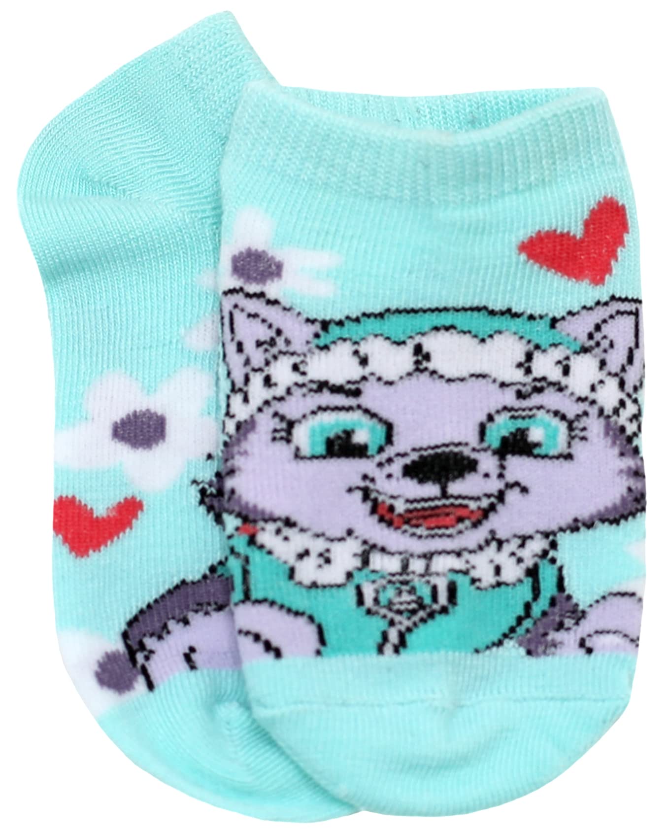 Nickelodeon Girl's 5 Pack Paw Patrol No Show Socks, Sky Blue, Small