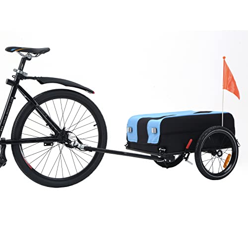 LIBOOI Bike Cargo Trailer, Bike Luggage Wagon Trailer with Removable Cover, 16’’ Wheels Bicycle Bicycle Cargo Trailer Folding Frame Quick Release