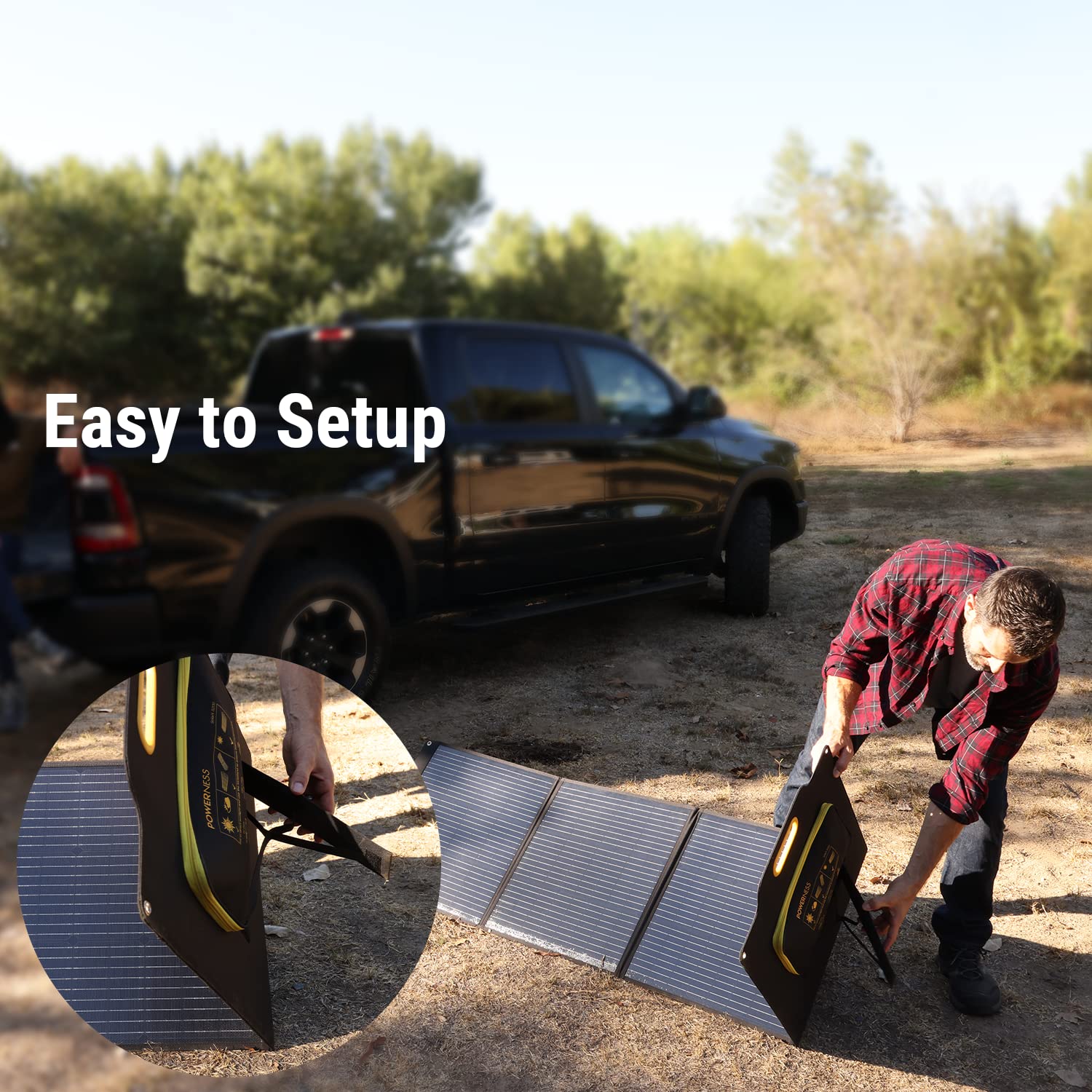 Powerness 200W Portable Solar Panel with 16.4 Feet/5 Meters DC Extension Cable