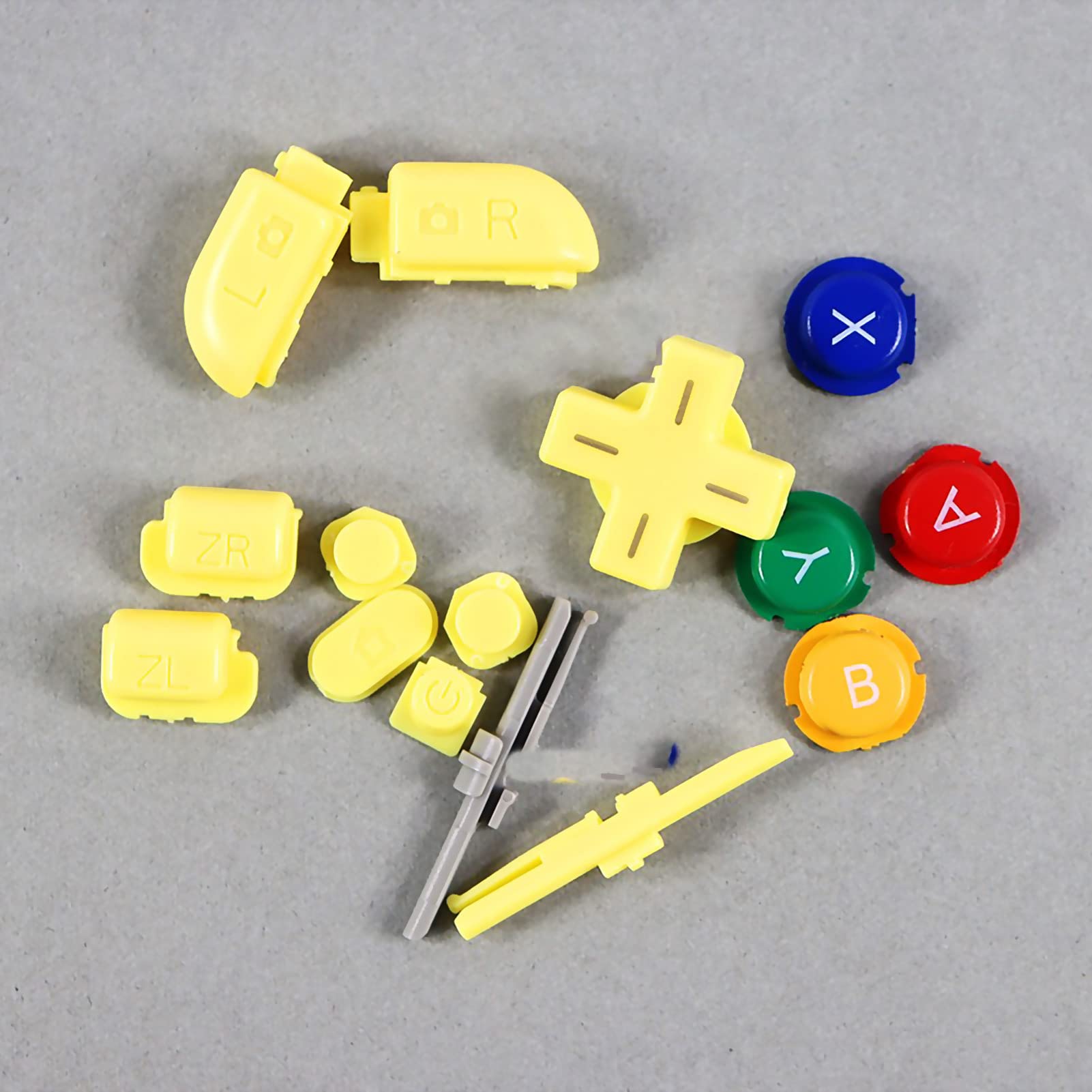 New for New 3DS XL Full Buttons 15 PCS Yellow Replacement, for Nintendo New3DS XL/LL New3DSXL Console, Colorful ABXY D-Pad L R ZR ZL Power Home Select Start Volume 3D Button Complete Set