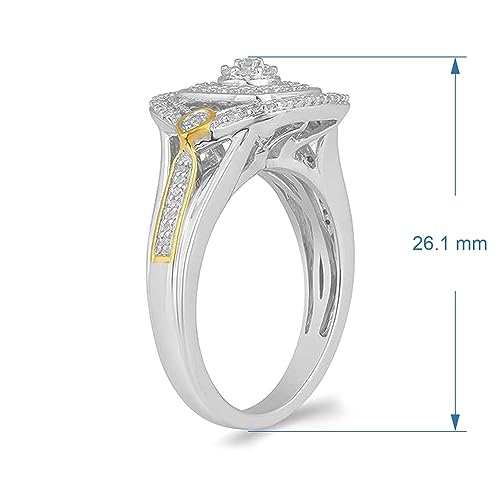 Jewelili Yellow Gold Over Sterling Silver 1/4 Cttw Natural White Round Diamond Ring, Size 7