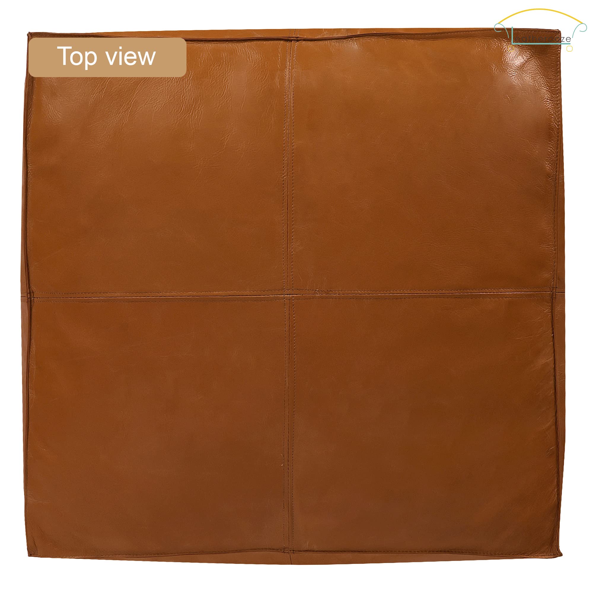 LEATHEROOZE Amazing Square unstuffed Ottoman Pouffe Moroccan Leather, Ottoman Square Pouf, Light tan Handmade Footstool Square pouffe Moroccan (44 * 44 * 18 inch)
