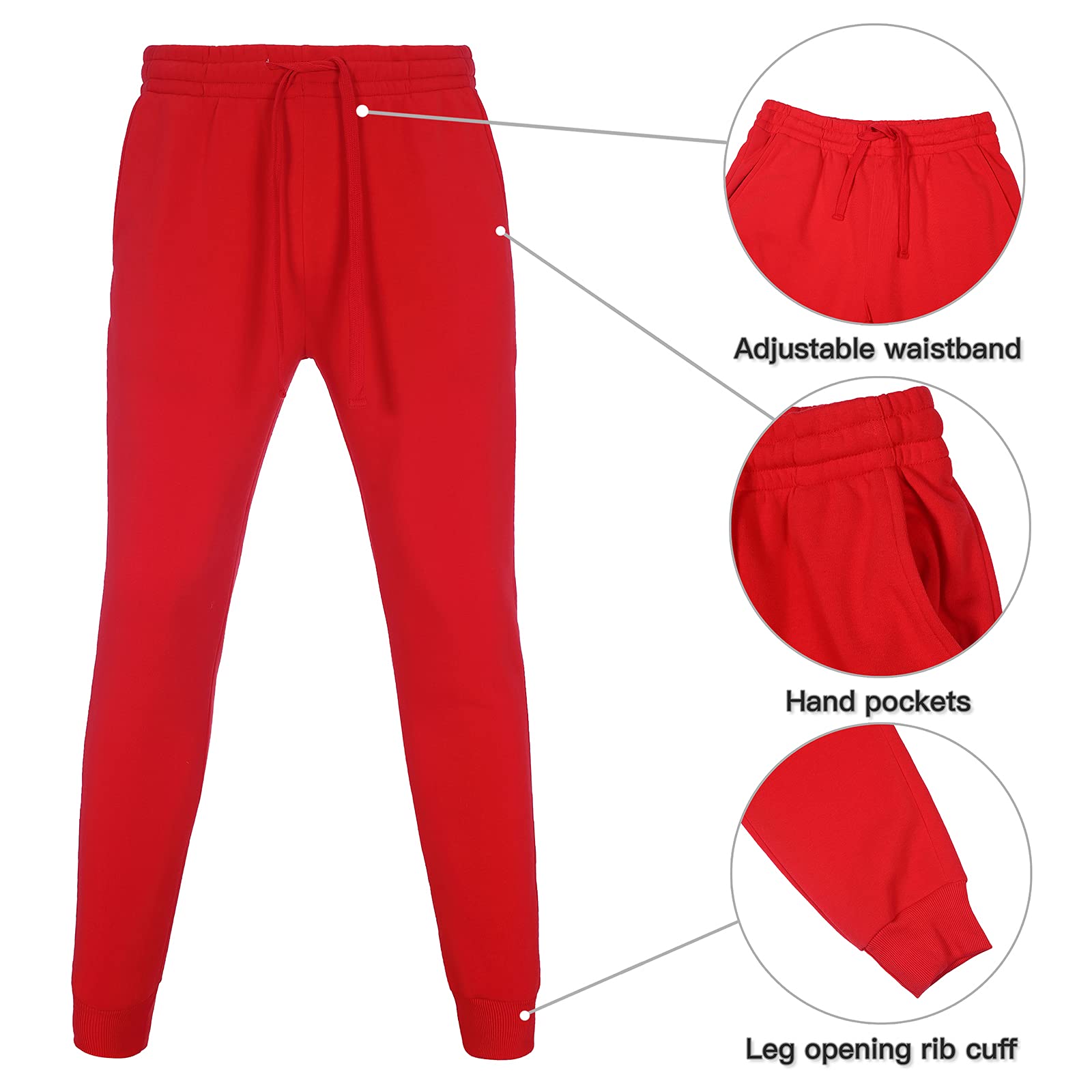 Mens Tracksuits Set Athletic Long Sleeve Full Zip Jogging Suit 2 Piece Fleece Hooded Casual Sports Drawstring Sweatsuits for Men(Red,XXL)
