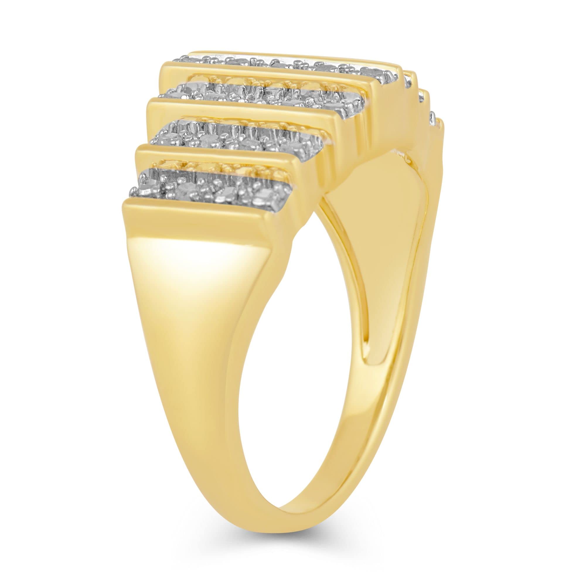 Jewelili Yellow Gold Over Sterling Silver 1/4 Cttw Natural White Round Diamonds Ring, Size 7