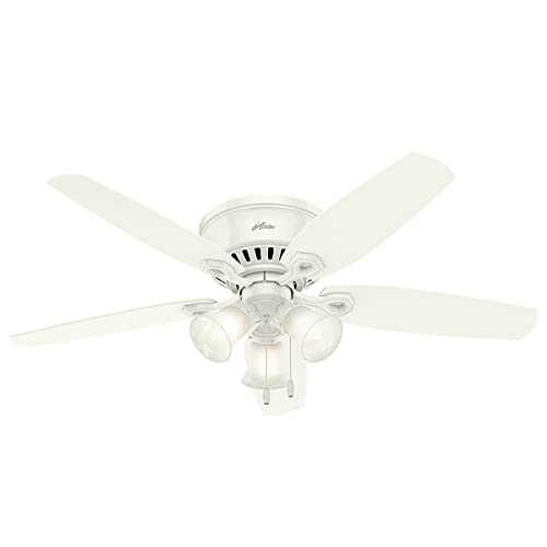 Hunter Fan Company Indoor 53326 52" Builder Low Profile Ceiling Fan with Light, Snow White Finish
