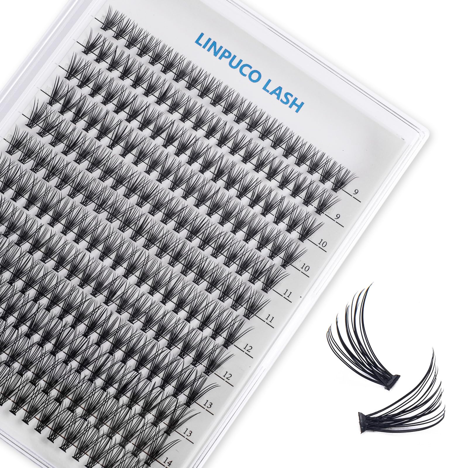 Linpuco LASH 20D Cluster Lash 9-14mm/curl C/Individual Eyelashes Natural Long Black Soft Lightweight 3D Eye Lashes DIY Eyelash Extensions at Home