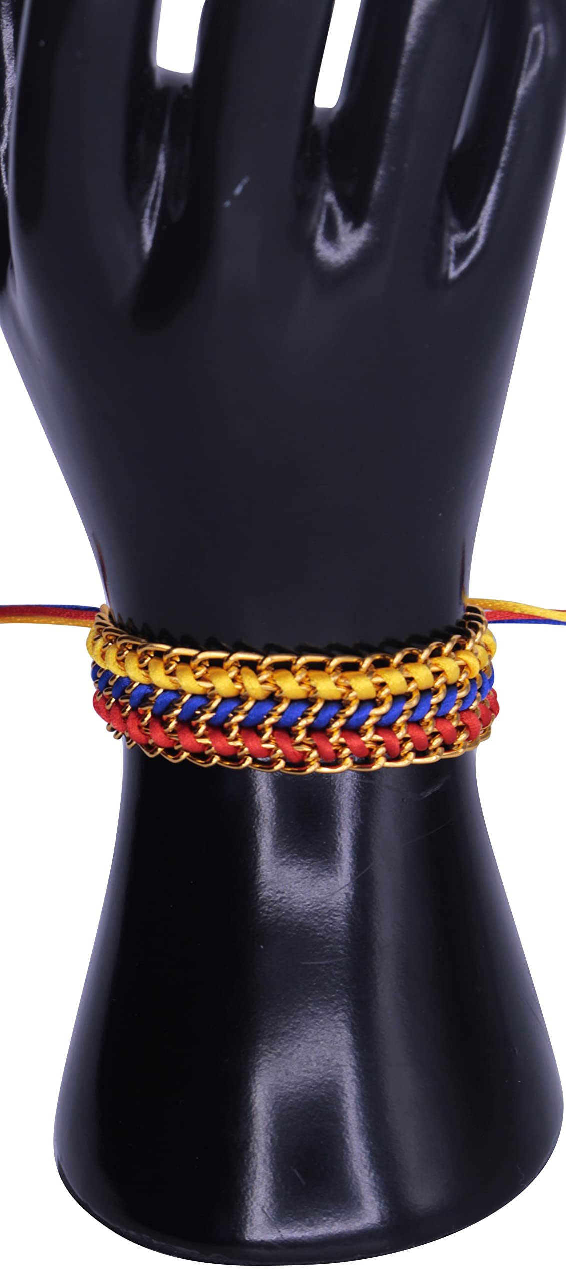 OmamoriCharms Handmade Bracelet from Medellin - Colombia Flag Colors - Italian Thread and Aluminum - Adjustable
