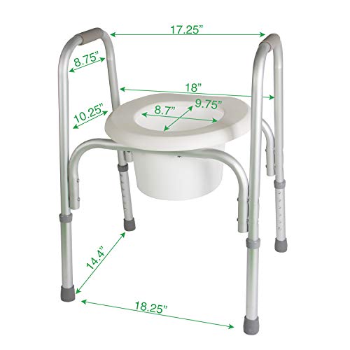 PCP Raised Toilet Seat and Safety Frame (Two-in-One), Adjustable Rise Height, Secure Elevated Lift Over Bowl, Made in USA, Regular