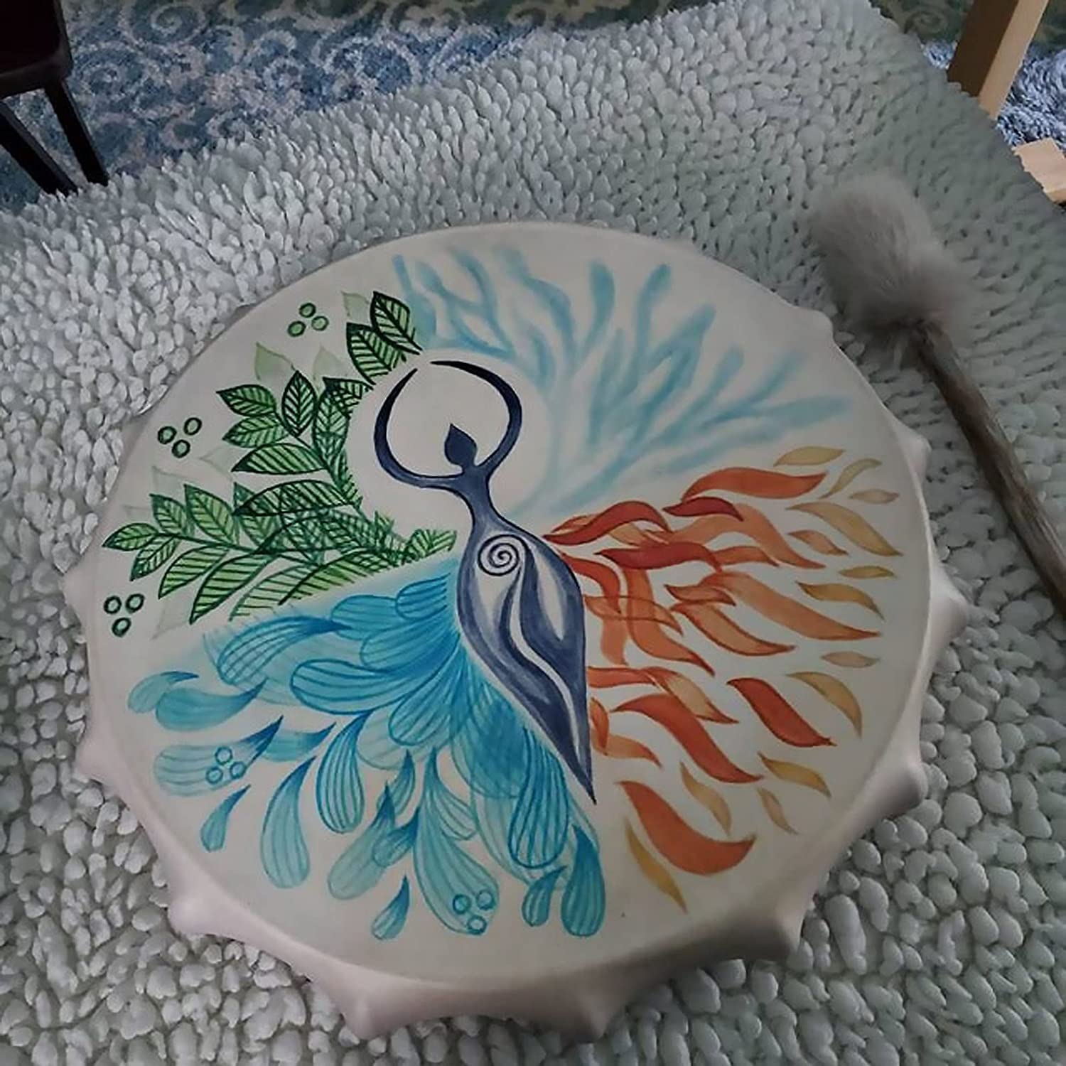 lidon Vegan Goddess Drum Gaia 4 Elements Schamanen Trommel Shamanic Drum World Tree Moon Drum Gift for Music Lovers
