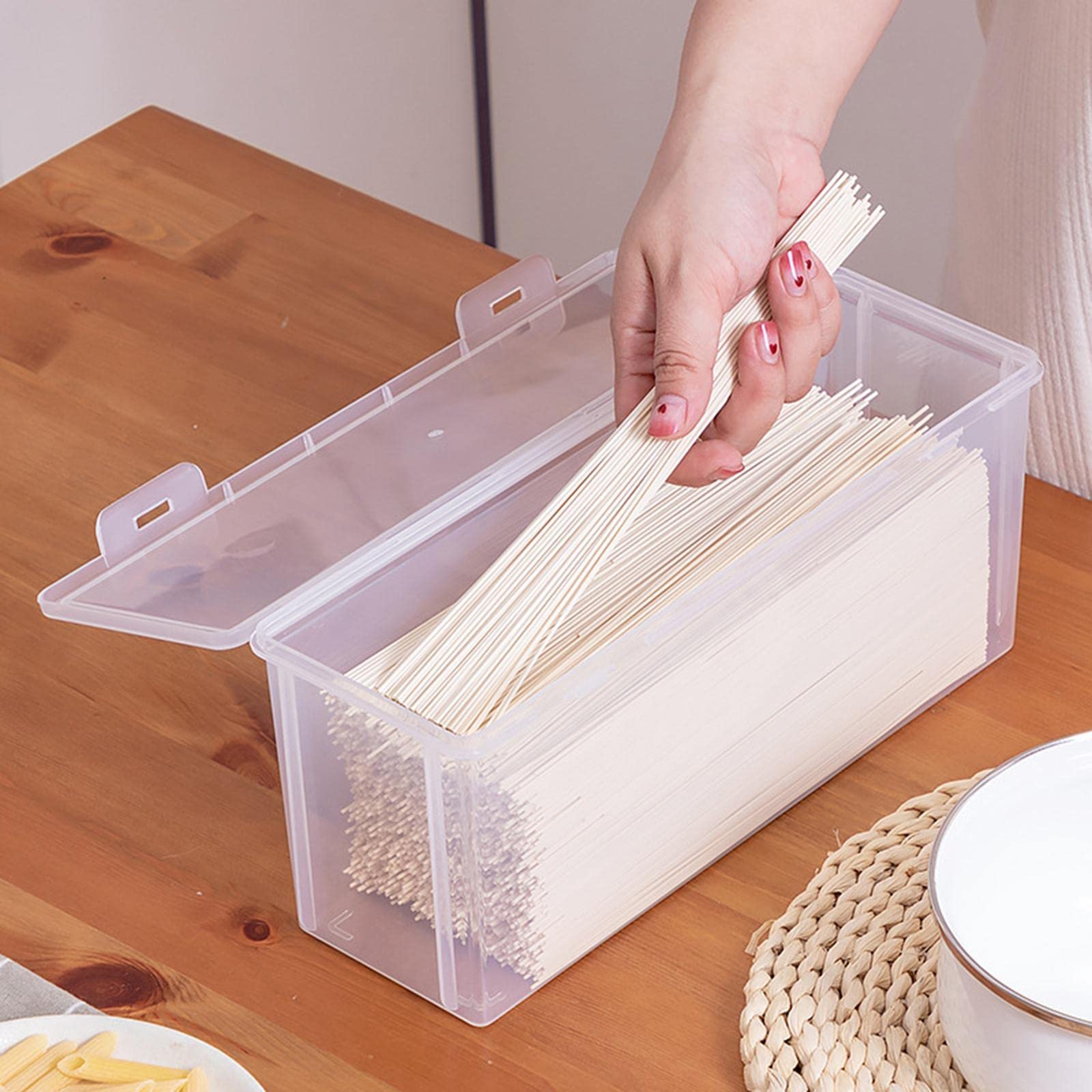 KLKCMS Noodle Canister Pasta Storage Container Stackable Transparent for Kitchen Snacks