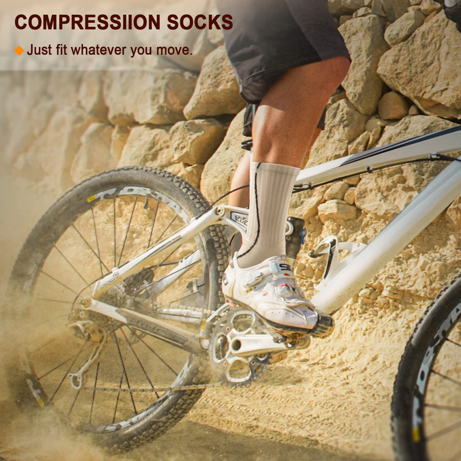 KEMISANT Men Compression Socks 3/6 Pairs, Athletic Socks Cushioned Sole for Men Running Walking,Arch Support