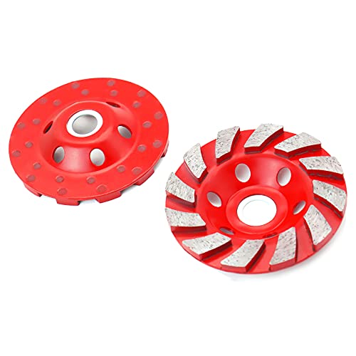 OKVEQUIP 2PACK 4Inch Diamond Cup Grinding Wheel Concrete Sanding Discs 12 Segments Heavy Duty Angle Grinder Wheels forGrinder Polishing Masonry Angle Grinding(Black and RED)