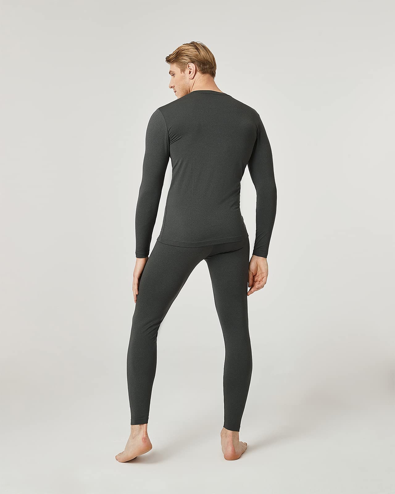 LAPASA Men's Thermal Underwear Set Soft Fleece Lined Long Johns Midweight Base Layer Top & Bottom Winter Thermoflux 200 Extra Warm M57 Large Dark Heather Grey